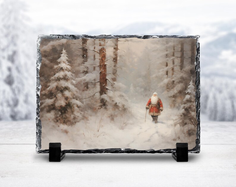 Rustic Santa Slate Art: Winter Wonderland Holiday Decor - Etsy