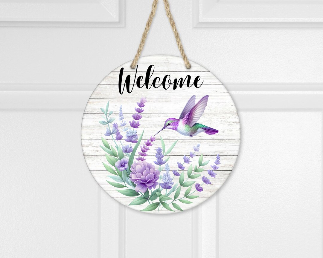 Hummingbird and Floral Aluminum Door Wreath, Hummingbird Welcome Sign ...