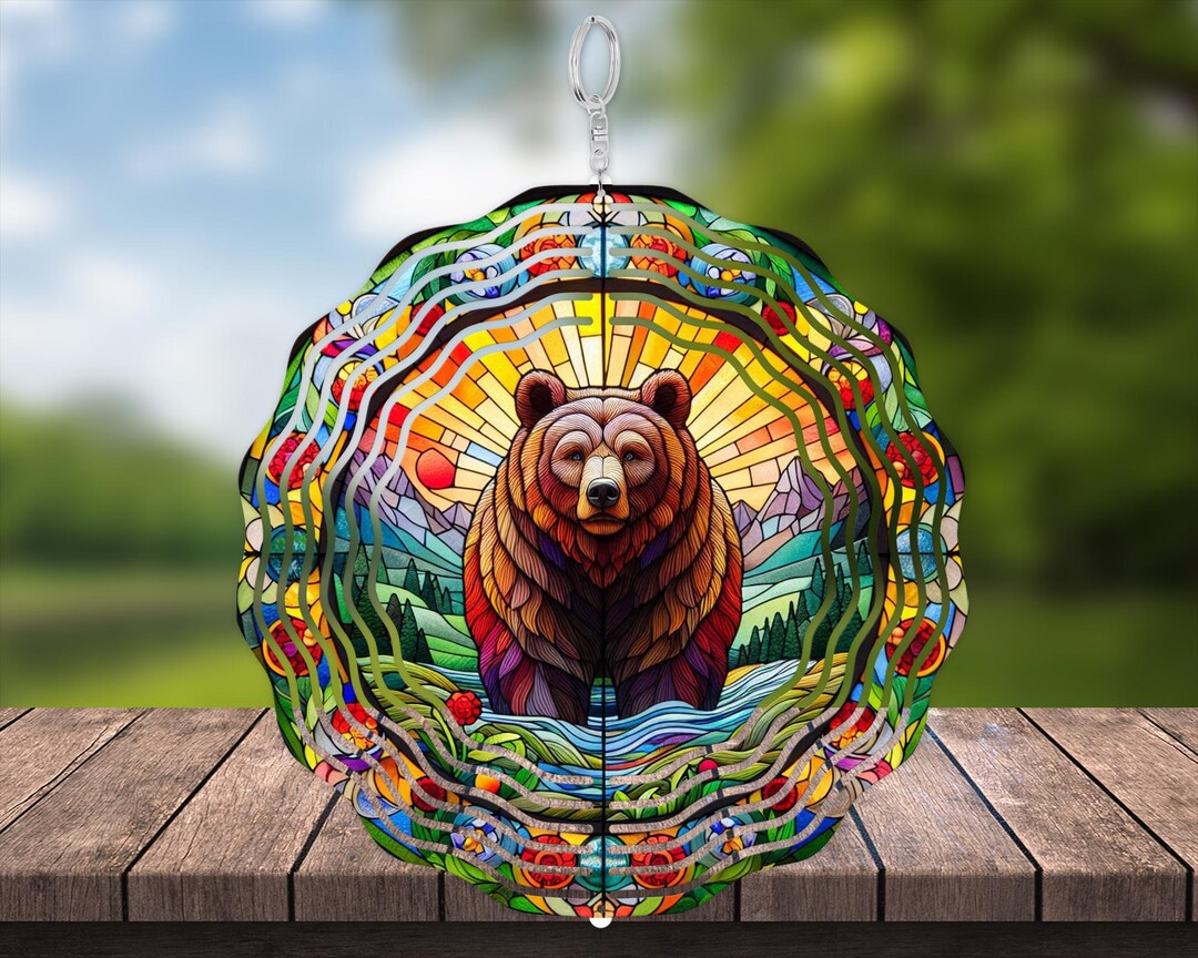 Bear Wind Spinner, Colorful Wind Chime for Garden, Unique Gift for ...