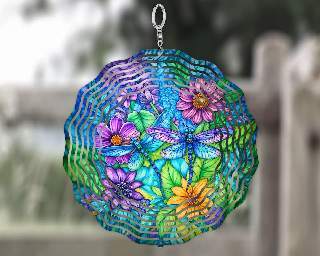 Colorful Dragonfly Wind Spinner, Unusual Gift for Women, Vibrant 3D ...