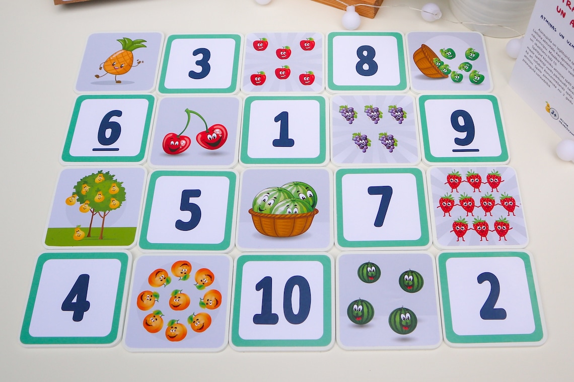 Memory Game Numbers and Counting Math Personalized Gift | Etsy