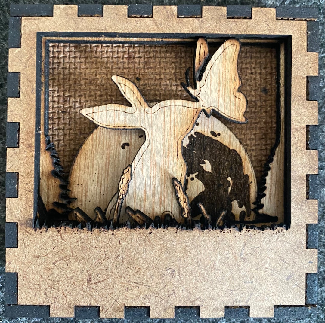 SVG Bunny Shadow Box Laser Cut Files - Etsy