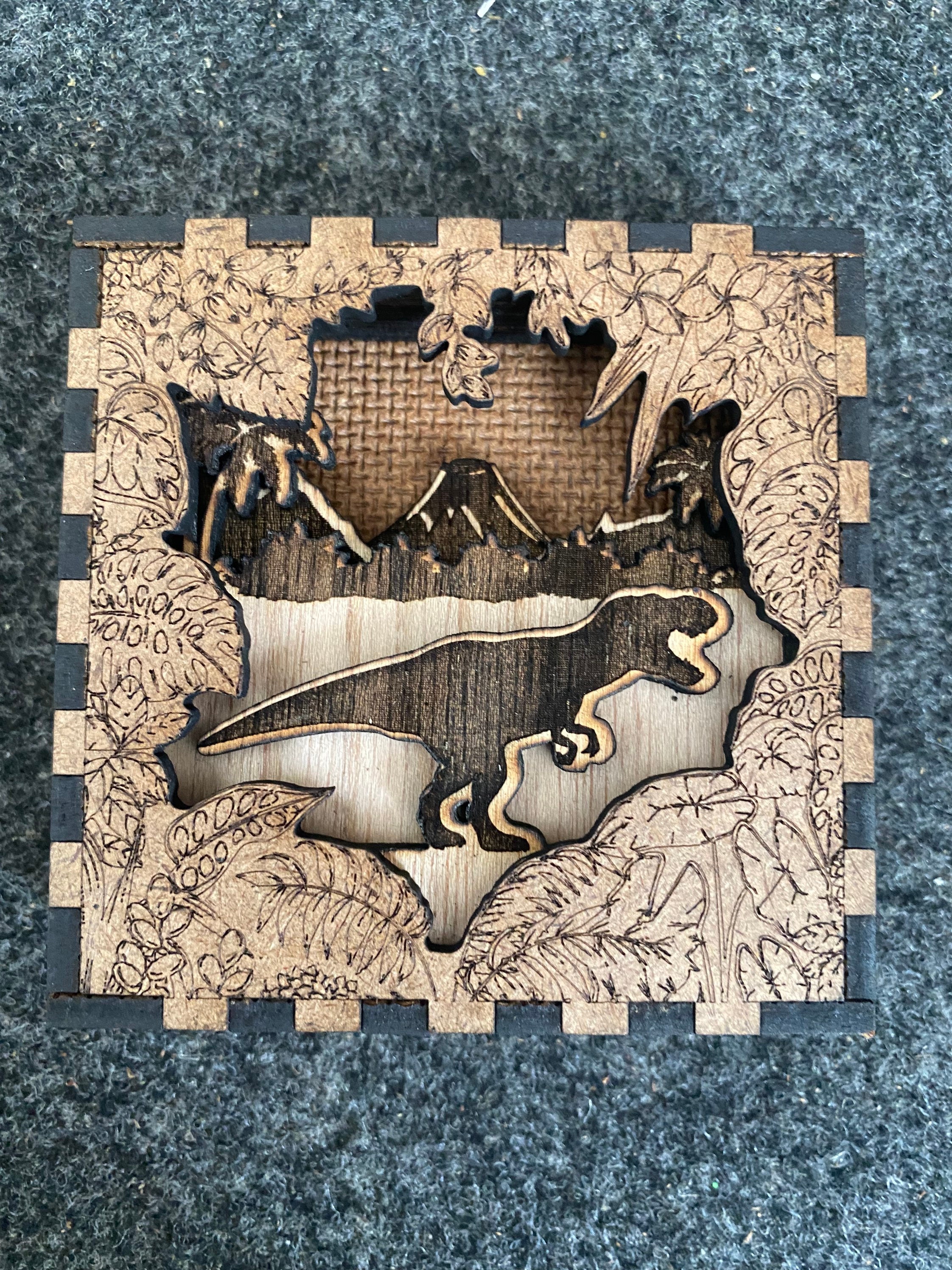 SVG Dino Shadow Box Laser Cut Files - Etsy