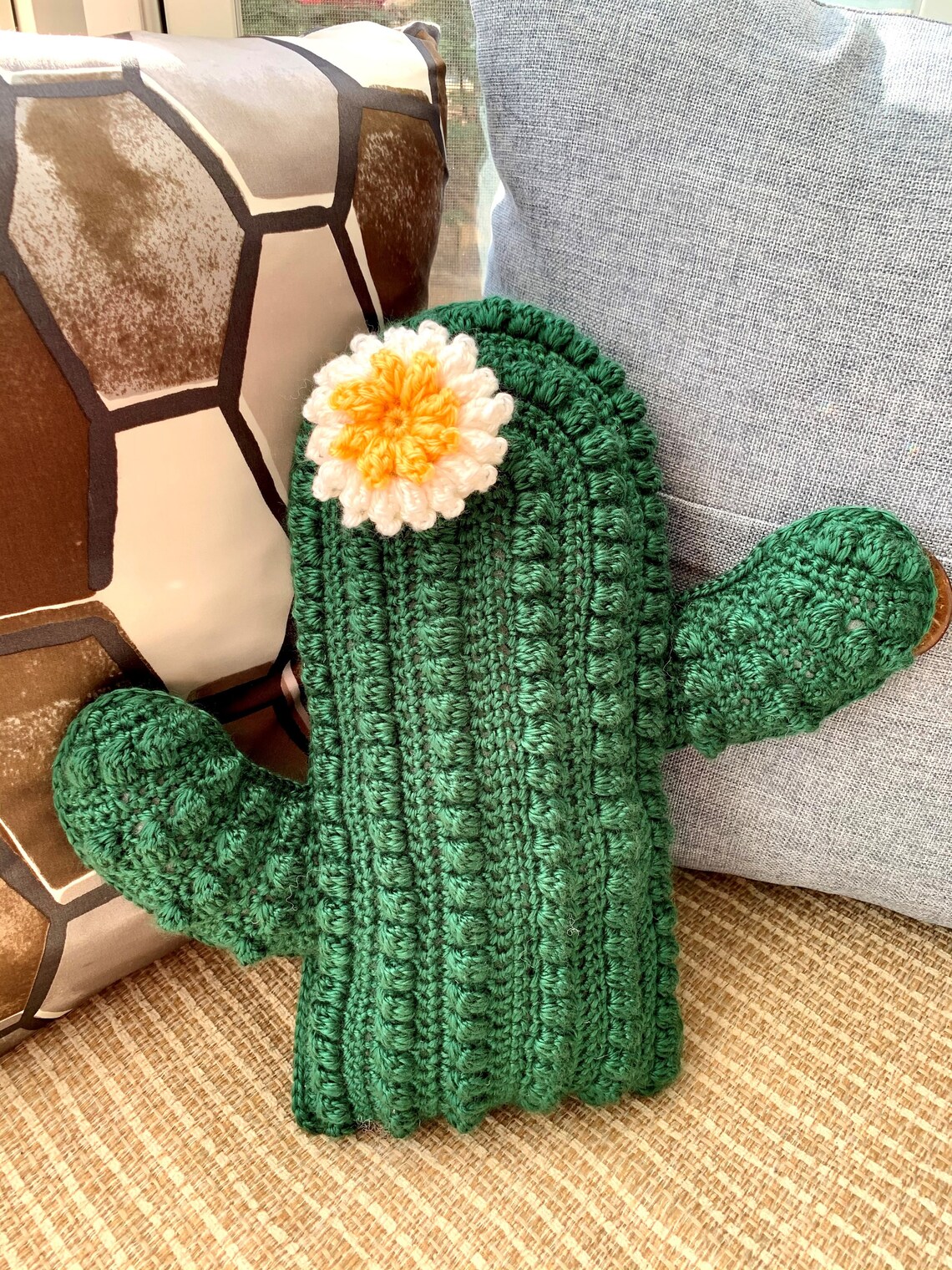 Cactus Pillow With Flower Custom Color Options Available | Etsy