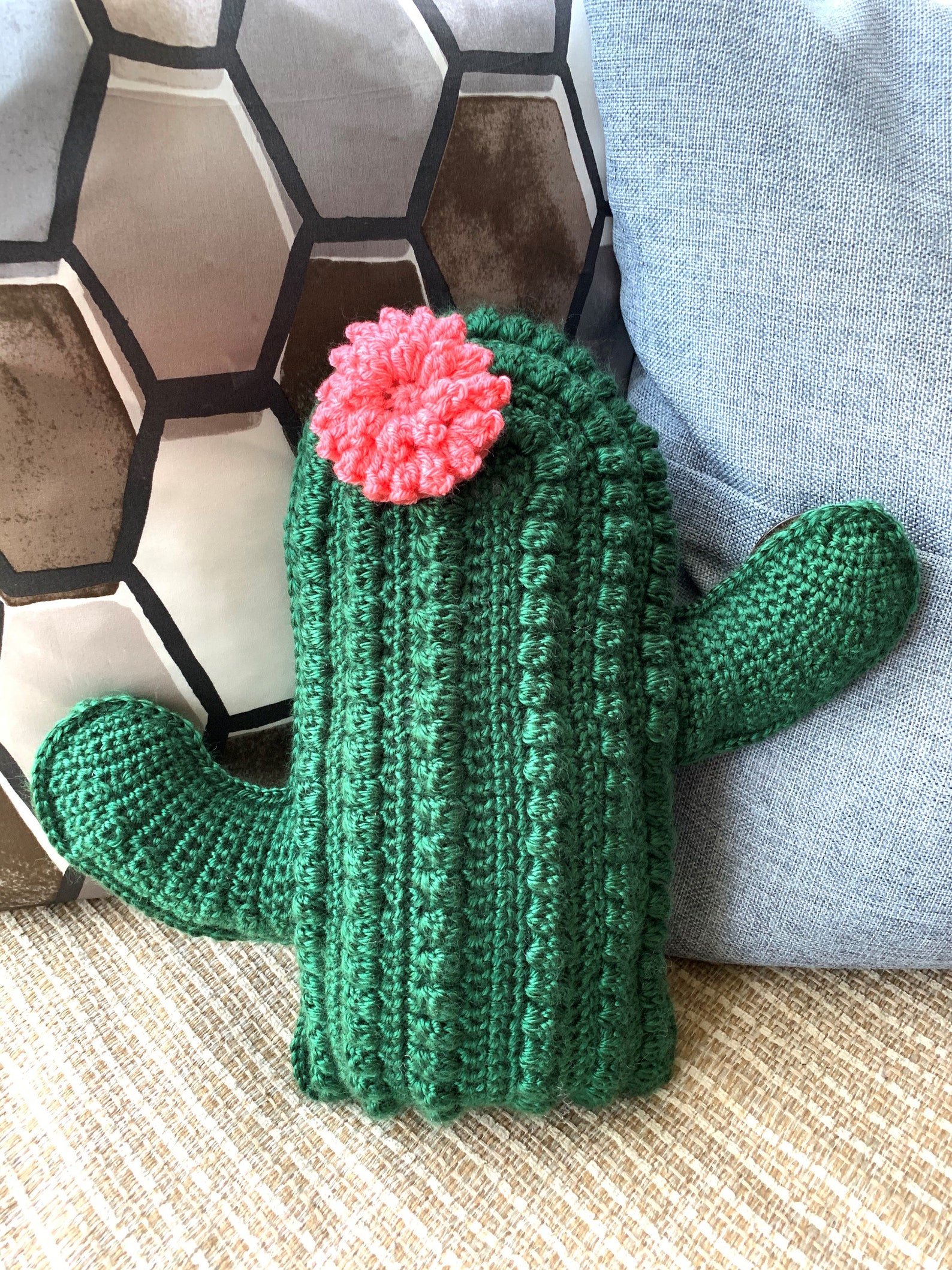 Cactus Pillow With Flower Custom Color Options Available | Etsy