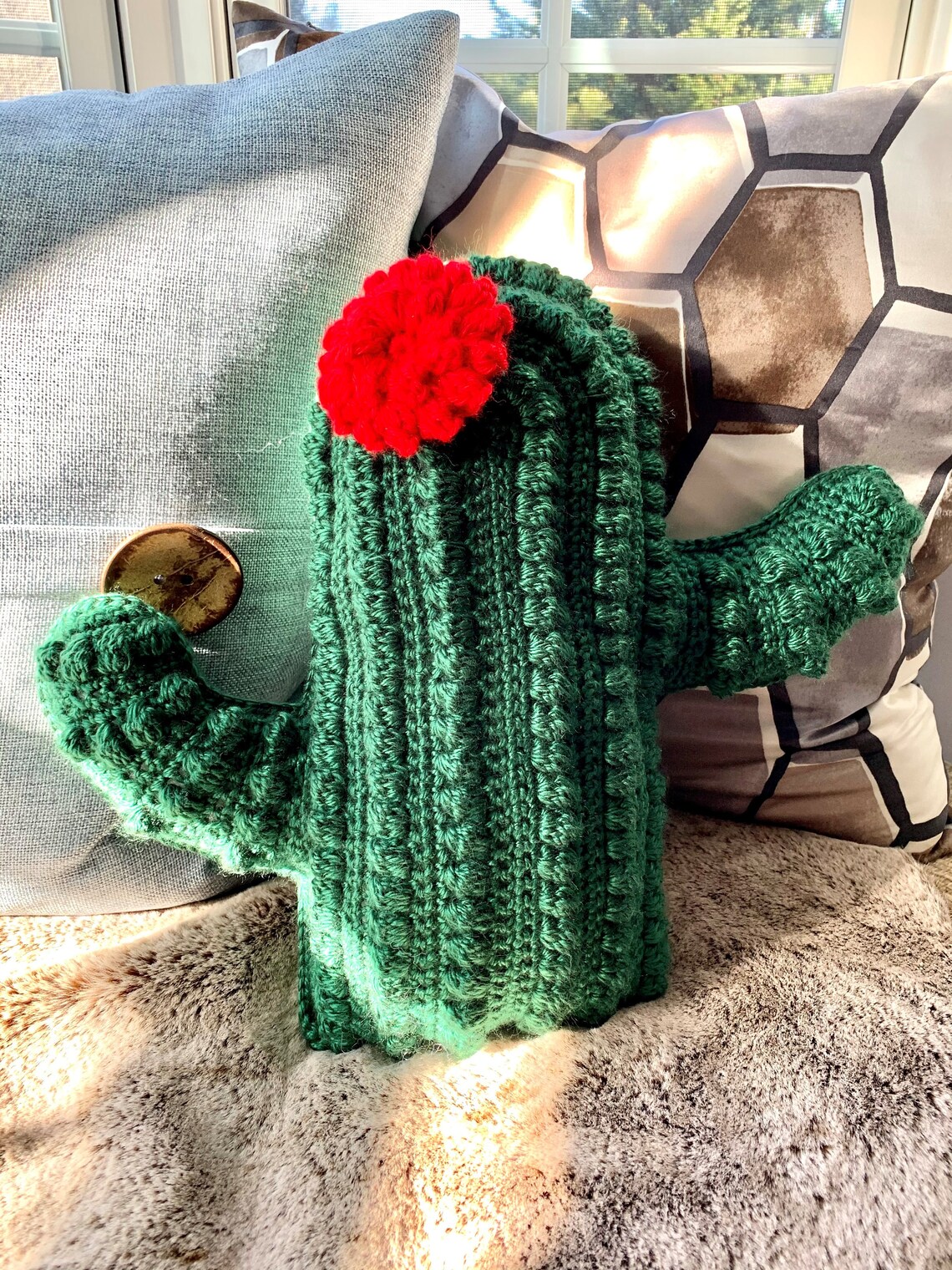 Cactus Pillow With Flower Custom Color Options Available | Etsy