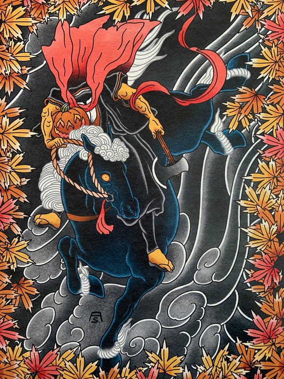Headless Horseman Tattoo Flash Print by Alexander Stiller - Etsy