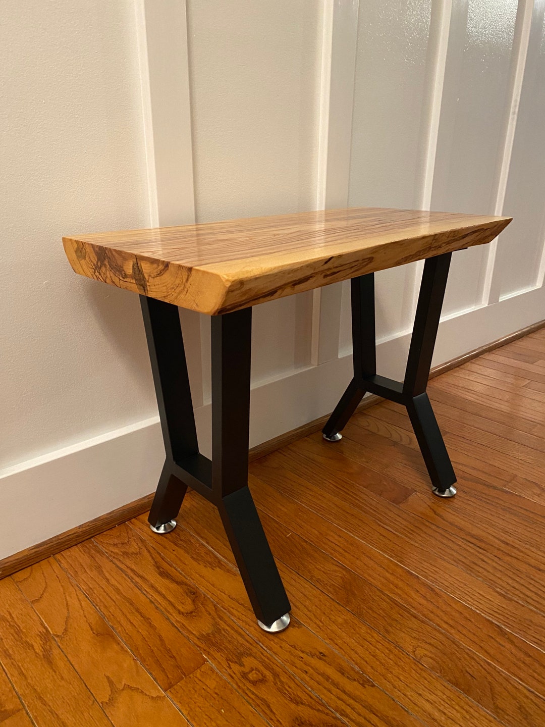 Live Edge Ash Bench, Metal Legs, Entryway or Hallway Bench - Etsy