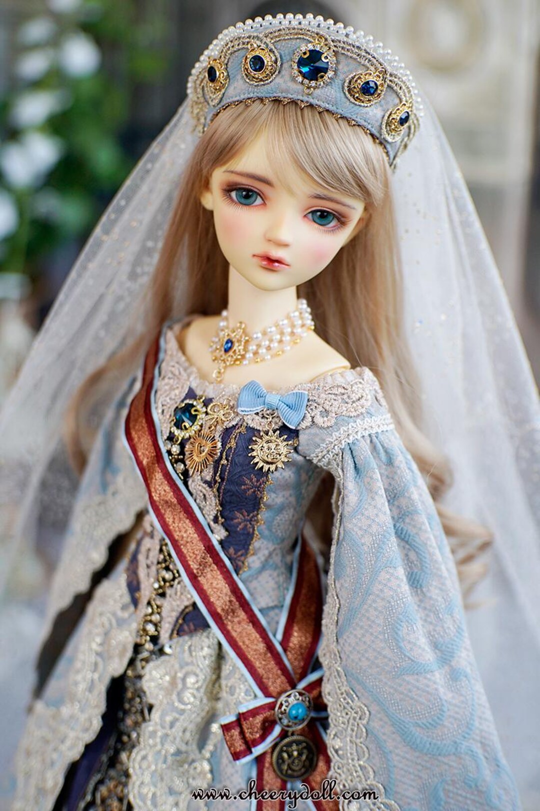 DD, Smart Doll, BJD Dress Set-european Dress- Queenly Grace Creamy Blue ...