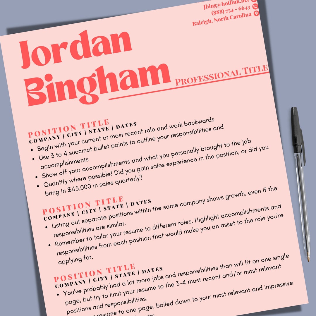 Pink Resume Template | Professional Resume Template | Standout Resume ...