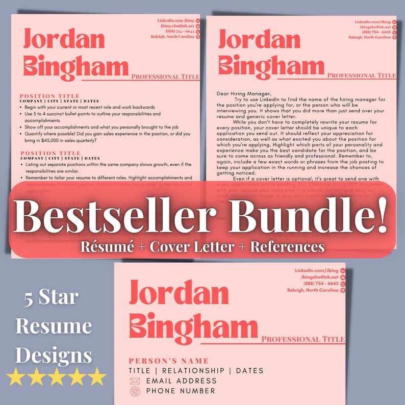 Pink Resume Template | Professional Resume Template | Standout Resume ...