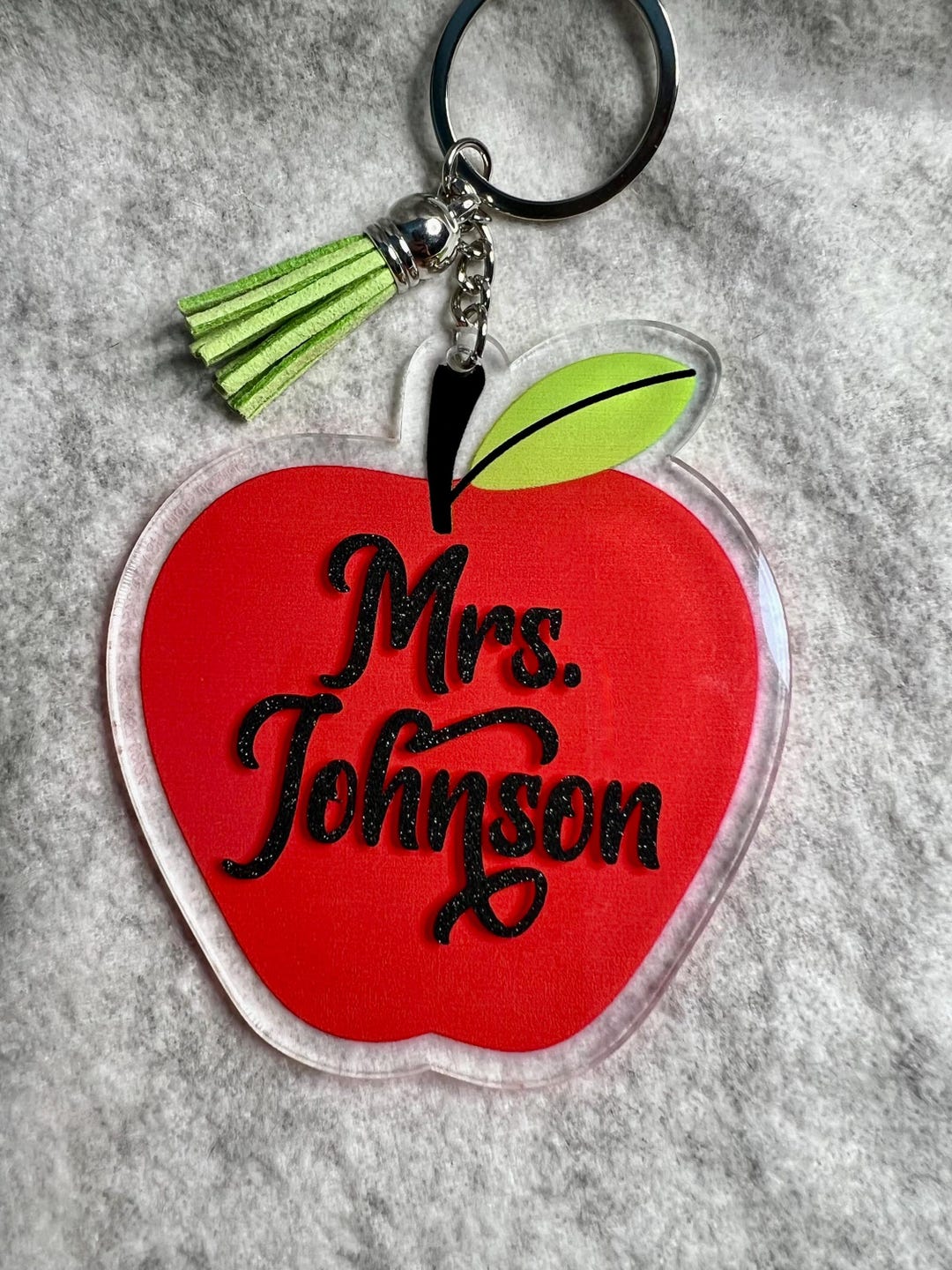 Keychain, TEACHER Apple or Pencil, Acrylic Personalized, Teacher Gift ...
