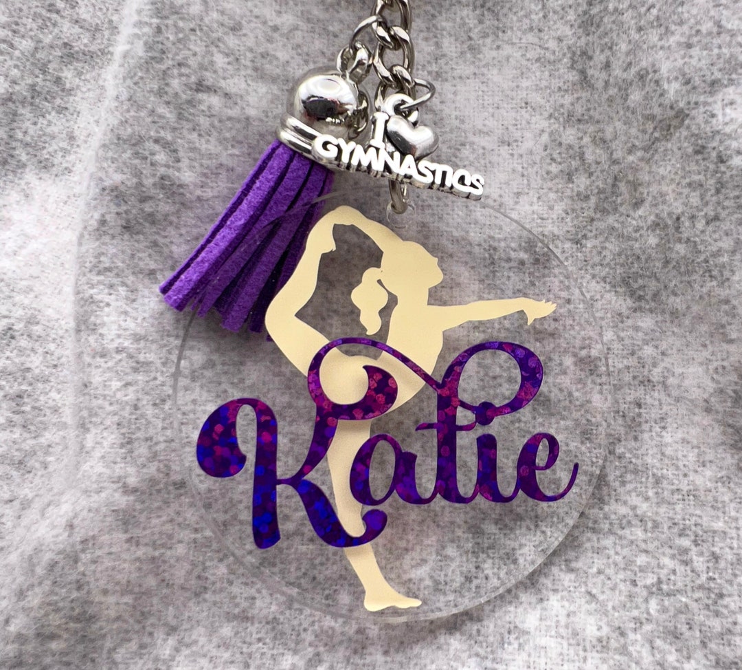 Keychain, GYMNASTICS 2" Acrylic Personalized, Gymnast Gift, Gymnastics ...