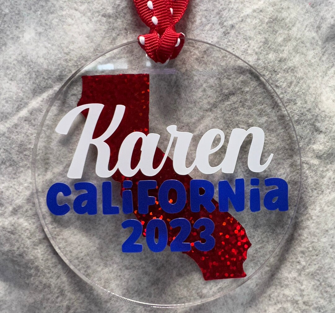 Ornament, CALIFORNIA Acrylic Personalized, Christmas Gift, Vacation ...