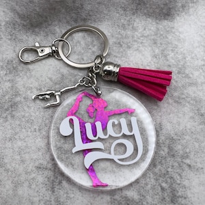 Keychain, GYMNASTICS 2" Acrylic Personalized, Gymnast Gift, Gymnastics ...