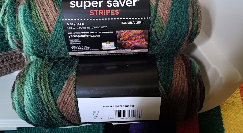 Red Heart Super Saver in Forest Stripe #7136 5oz 3 Skein Lot 4ply ...