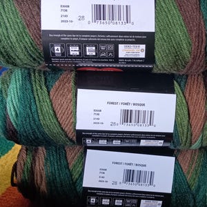Red Heart Super Saver in Forest Stripe #7136 5oz 3 Skein Lot 4ply ...