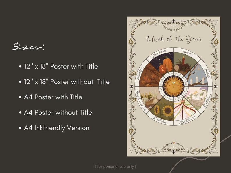 Wheel of the Year Poster // Digital Download // Wiccan Print, Pagan Art ...