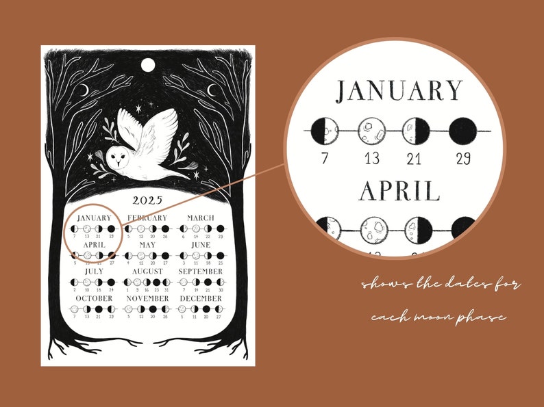 Moon Calendar 2025 || Printable Lunar Calendar 2025 | Digital Download ...