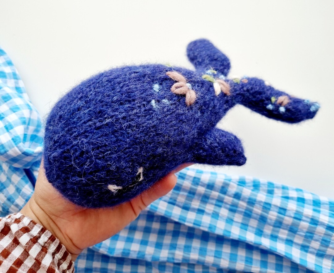 Hand-knitted Whale Plush Toy – Soft & Cuddly –embroidered Details ...