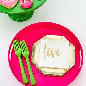 Hot Pink Party Serving Tray | Modern Decorative Melamine Tray With ...