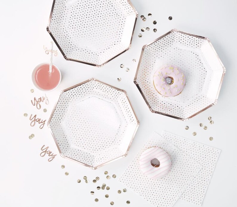 Rose Gold Polka Dot Plates | Etsy