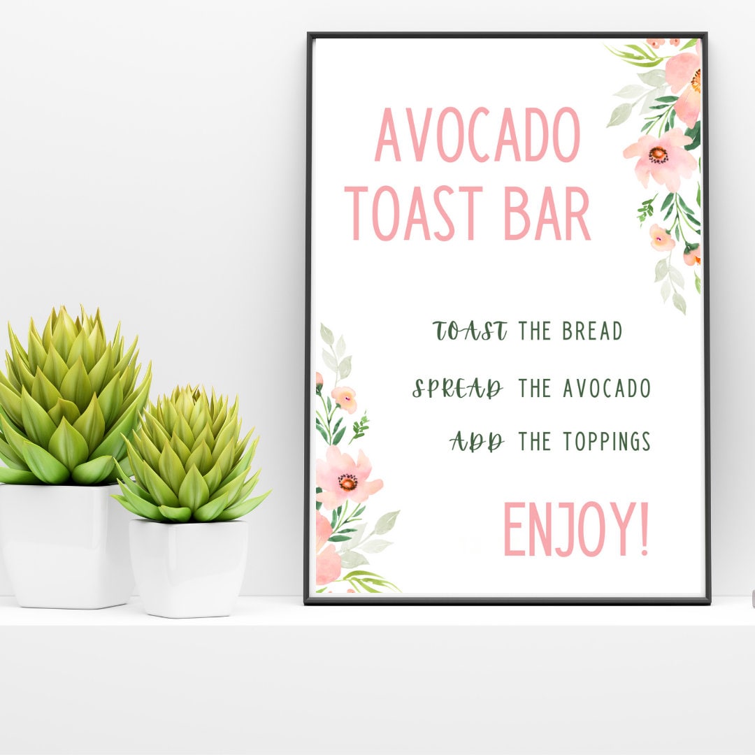 PRINTABLE Pink Avocado Toast Bar Sign | Birthday, Baby/bridal Shower ...