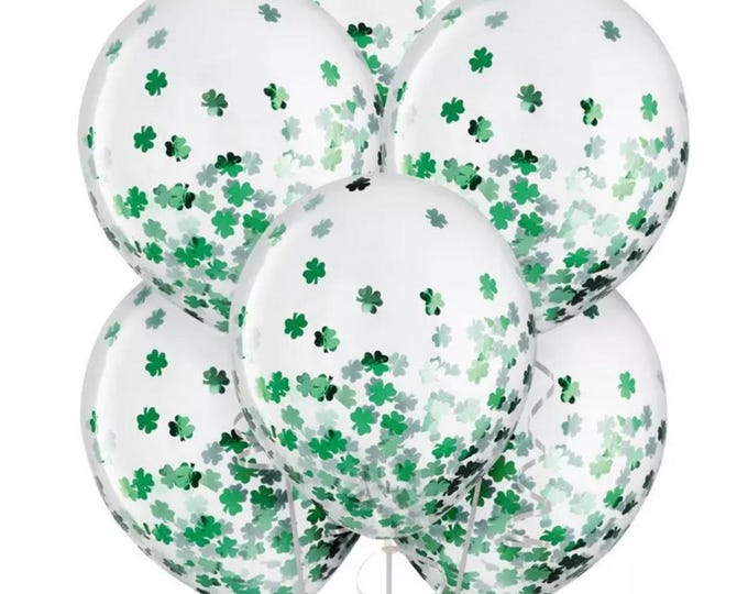 12" Clear Shamrock Confetti Balloons – 6 Ct | St. Patrick’s Day Party Decorations With Green ...