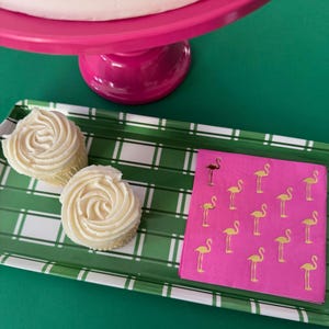 Green Plaid Gingham Reusable Melamine Party Tray for Appetizers ...