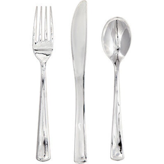 Silver Metallic Assorted Silverware Set - Etsy