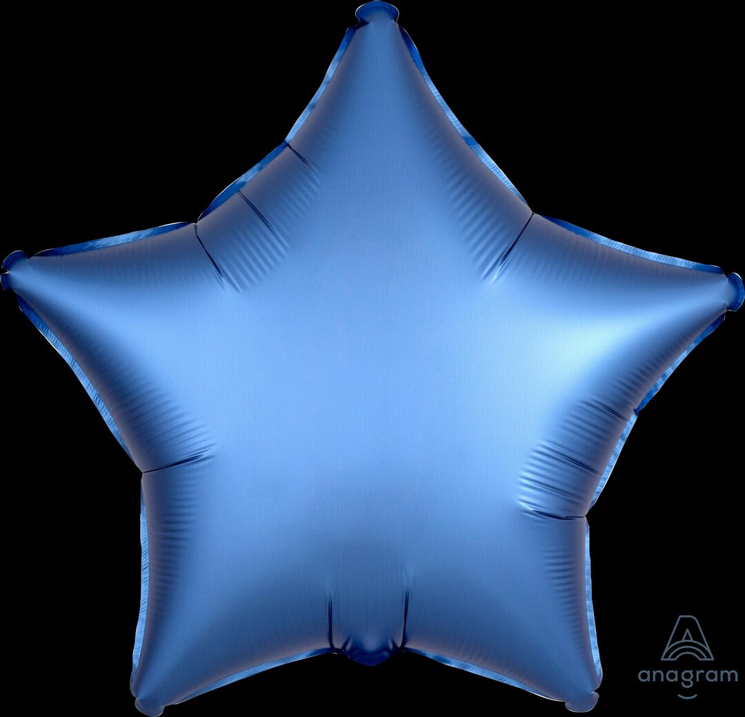18" Satin Luxe Azure Blue Star Balloon for Parties, Unicorn Birthdays ...