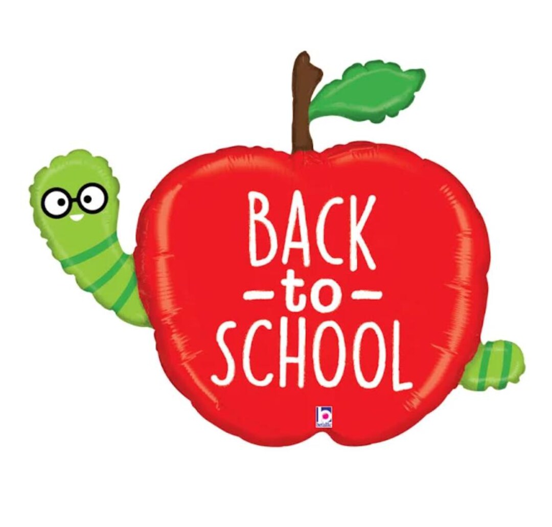40" Back to School Apple Balloon - Fun Jumbo Bookworm Design! - Etsy