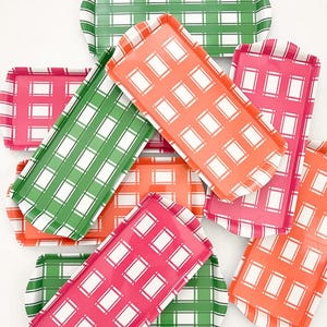 Green Plaid Gingham Reusable Melamine Party Tray for Appetizers ...