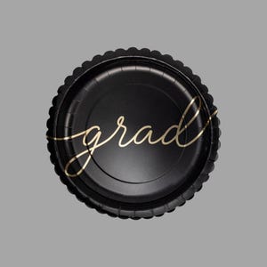 Grad Script Paper Plates 8 Scalloped 10” Plates With Gold Foil ...