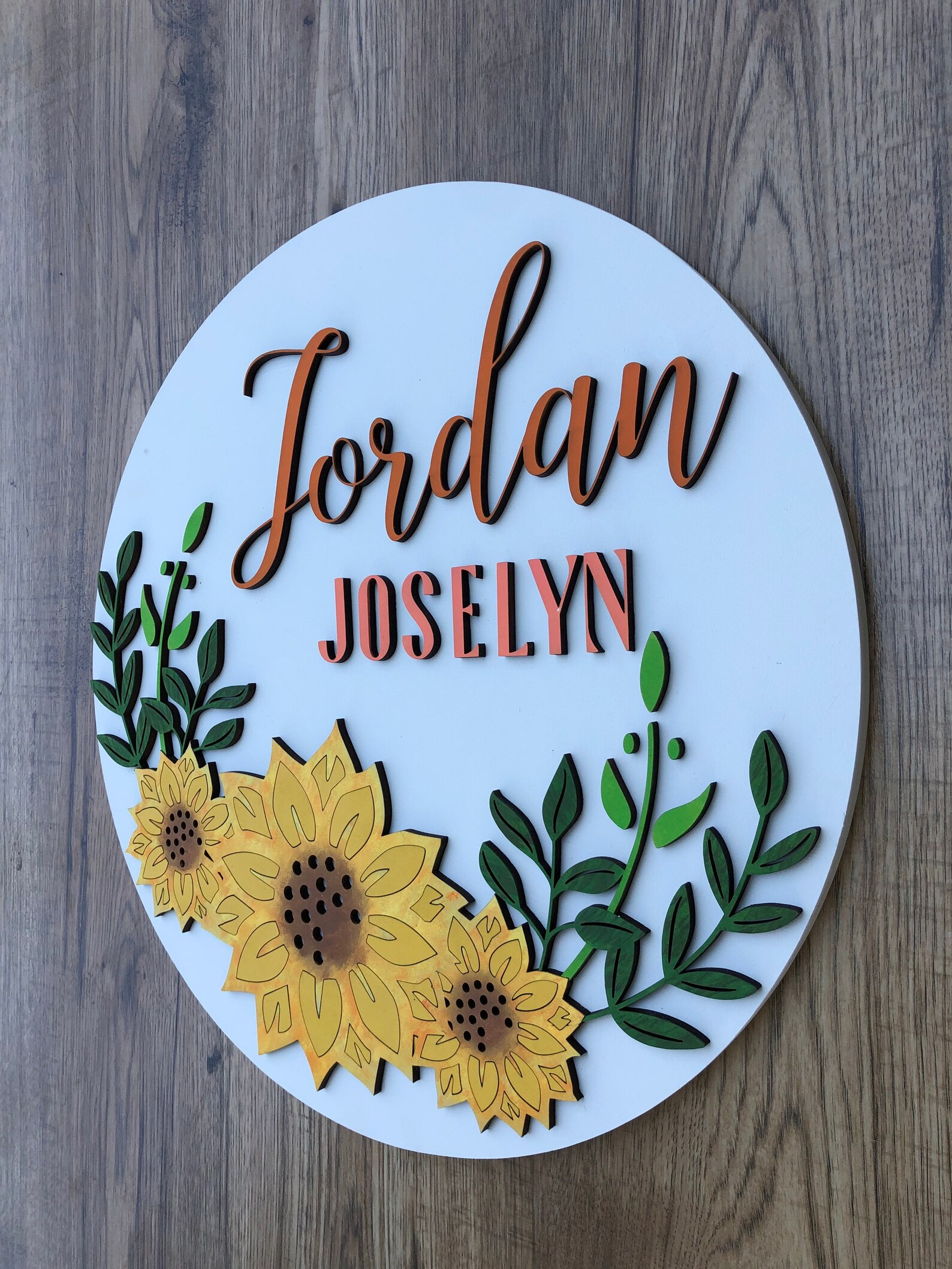 Sunflower Baby Name Sign Baby Girl Wall Decor Sunflower Sign - Etsy