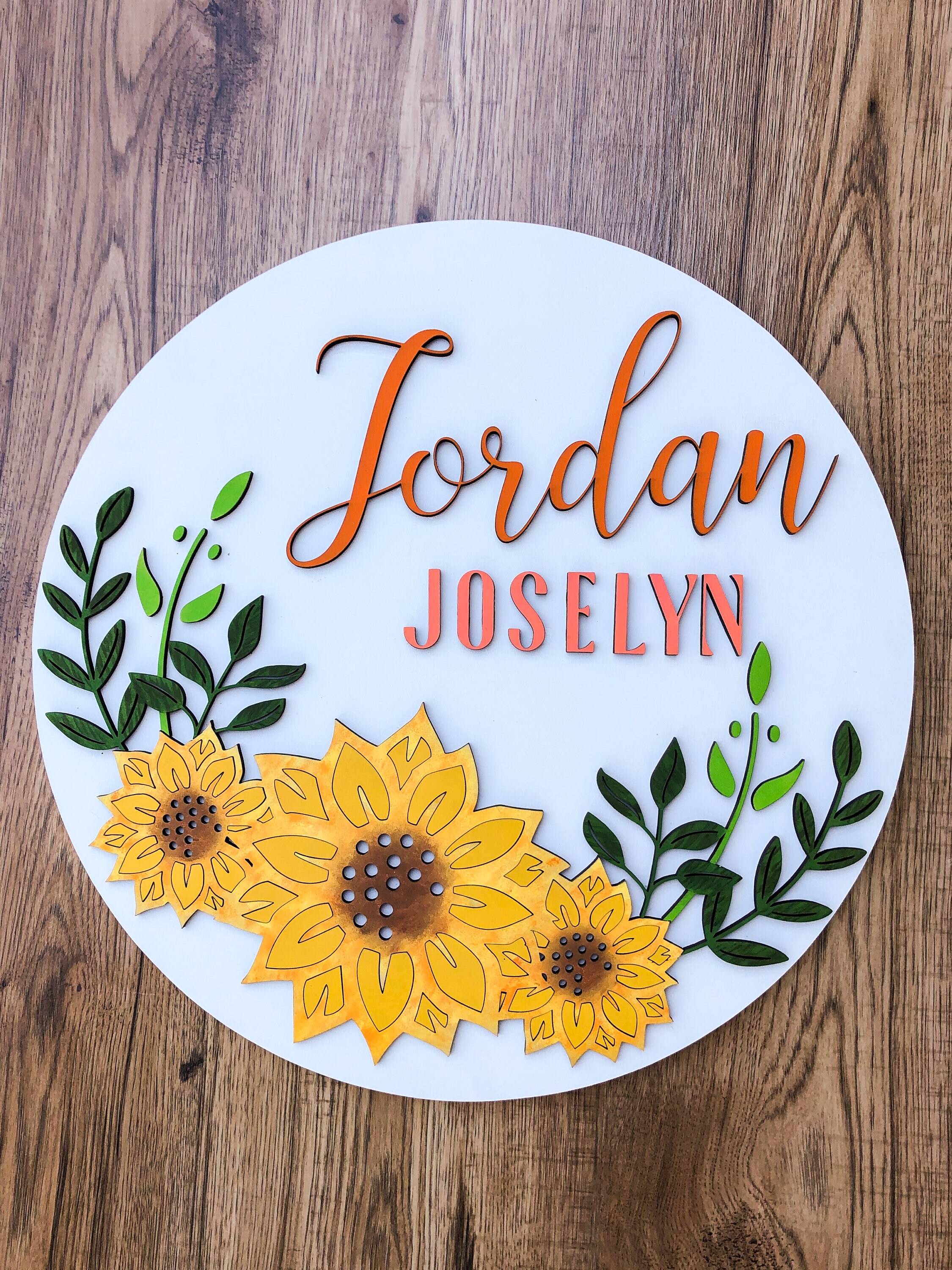 Sunflower Baby Name Sign Baby Girl Wall Decor Sunflower Sign - Etsy