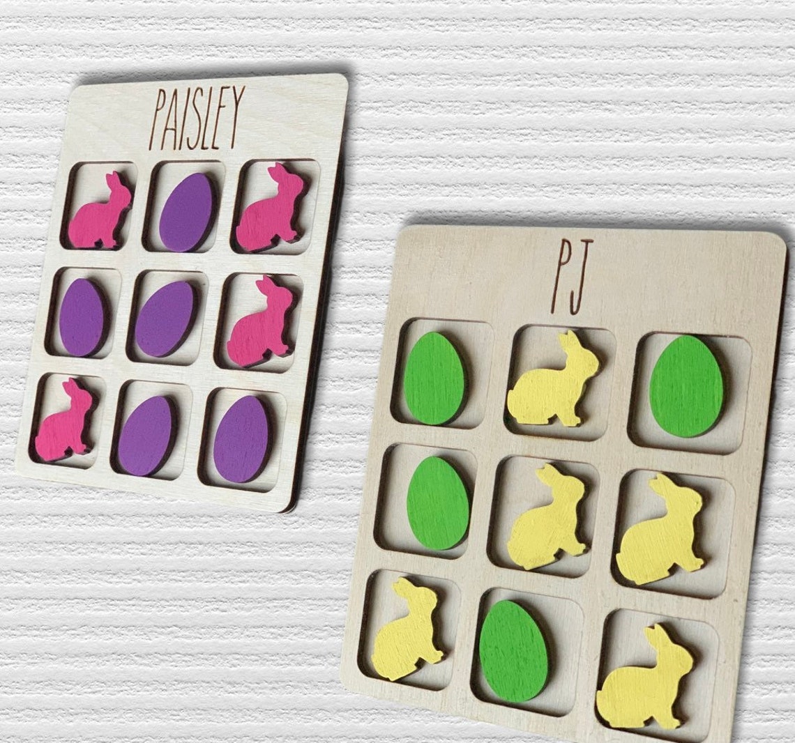 Personalized Easter Tic Tac Toe Bunny and Eggs Easter Basket - Etsy