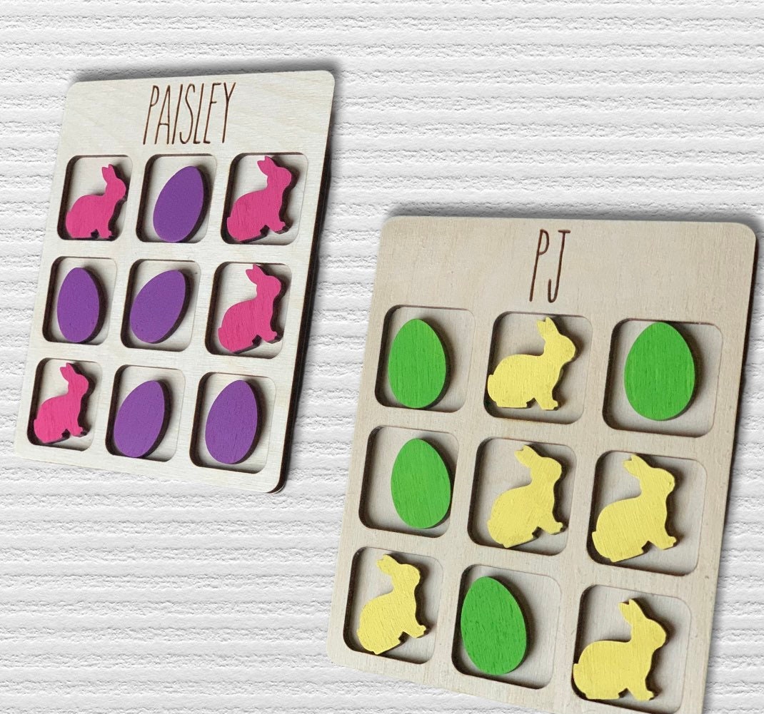 Personalized Easter Tic Tac Toe Bunny and Eggs Easter Basket | Etsy