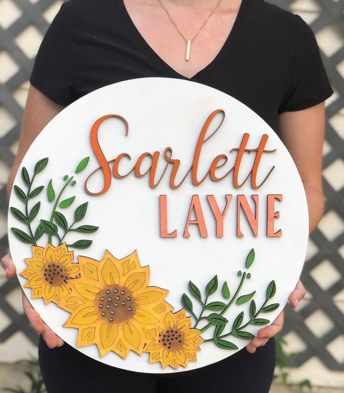 Sunflower Baby Name Sign Baby Girl Wall Decor Sunflower Sign | Etsy