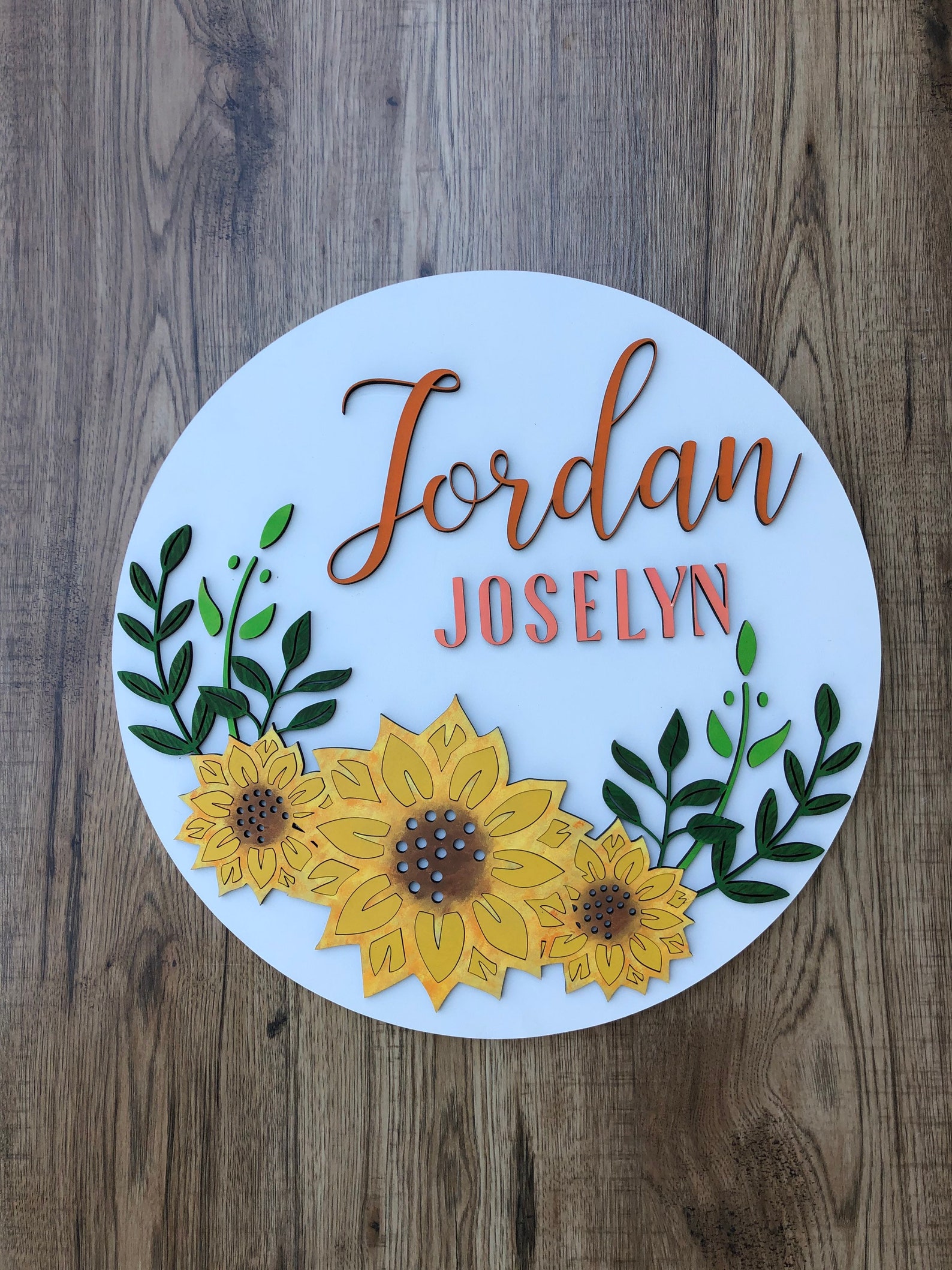Sunflower Baby Name Sign Baby Girl Wall Decor Sunflower Sign | Etsy