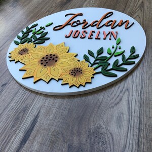 Sunflower Baby Name Sign, Baby Girl Wall Decor, Sunflower Sign for ...