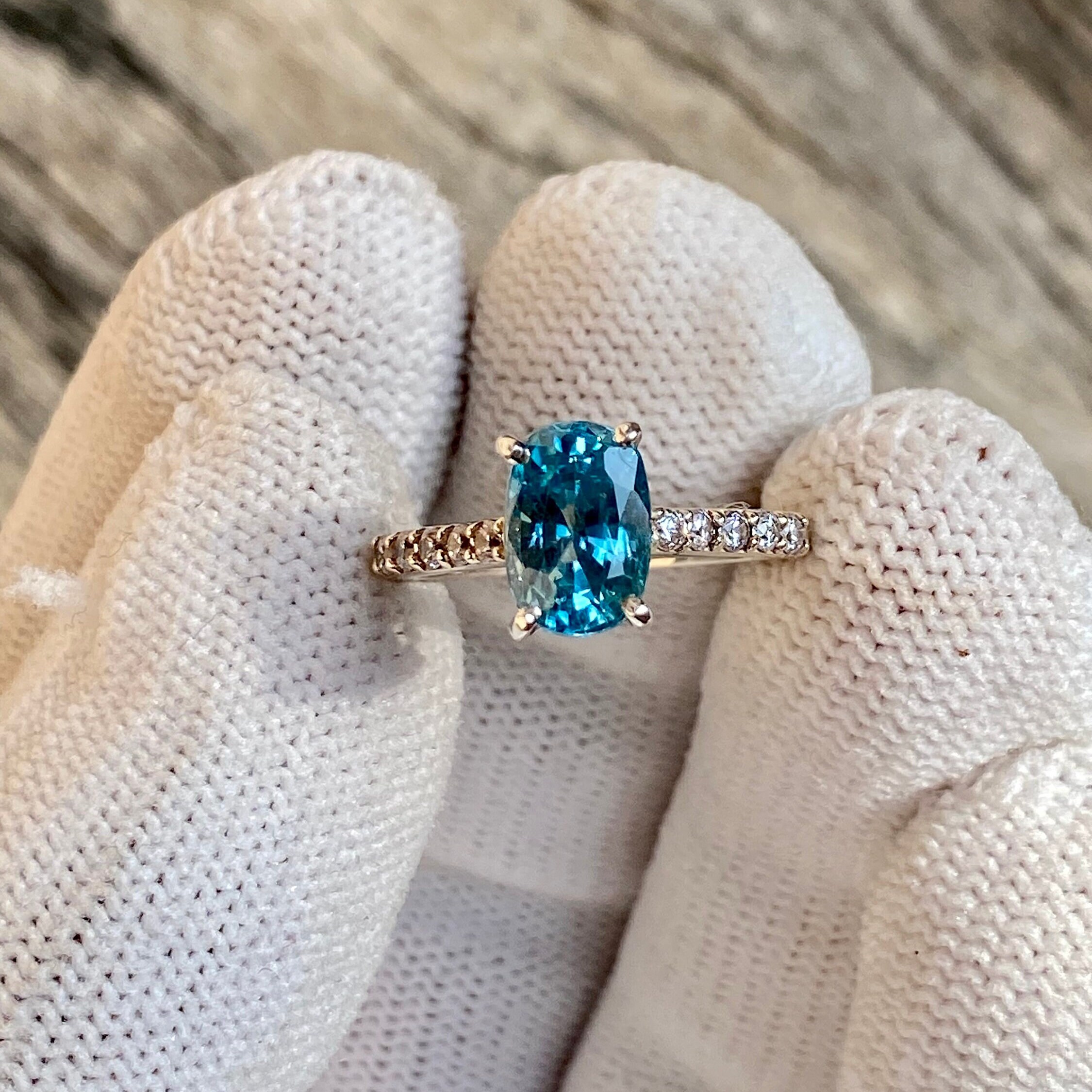 Natural Blue Zircon Ring, Luxurious 925 Silver Ring With 1.70 Carats ...