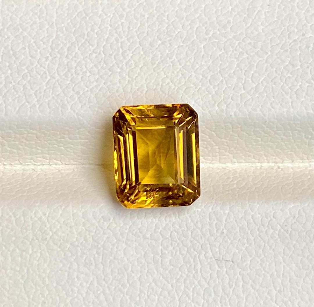 Natural Heliodor Gemstone - 2.62 Carats, Golden Heliodor, Emerald Cut 8 ...