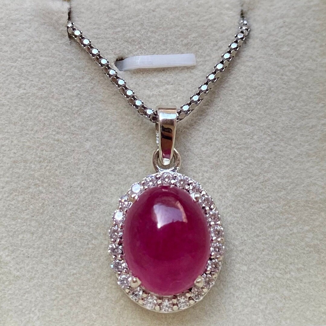 Natural Ruby Pendant Necklace: 15.38 Carat Sterling Silver Chain - Etsy