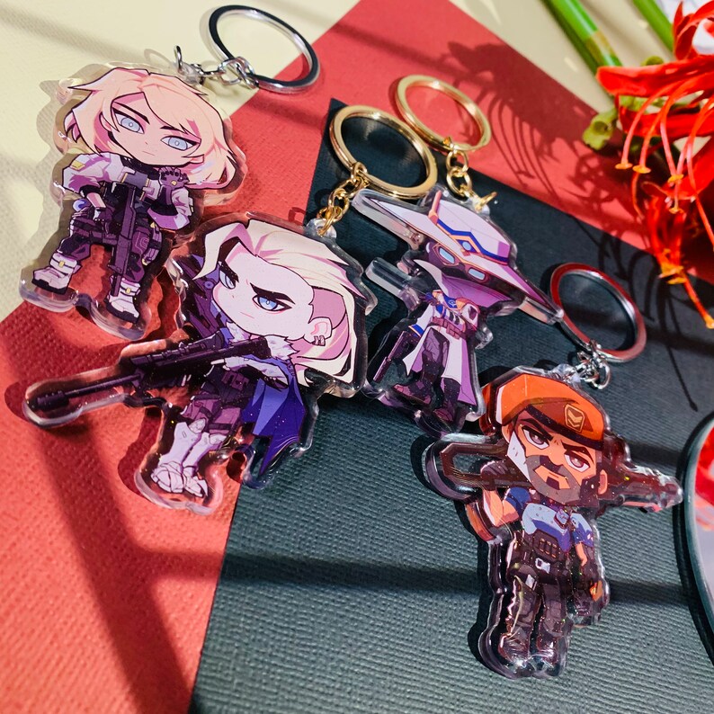 Valorant Clear Acrylic Epoxy Keycharms, Cute Chibi Agents Keychains ...
