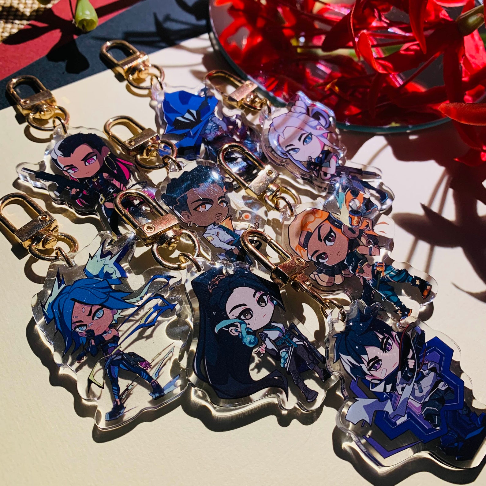 Valorant Clear Acrylic Epoxy Keycharms, Cute Chibi Agents Keychains ...