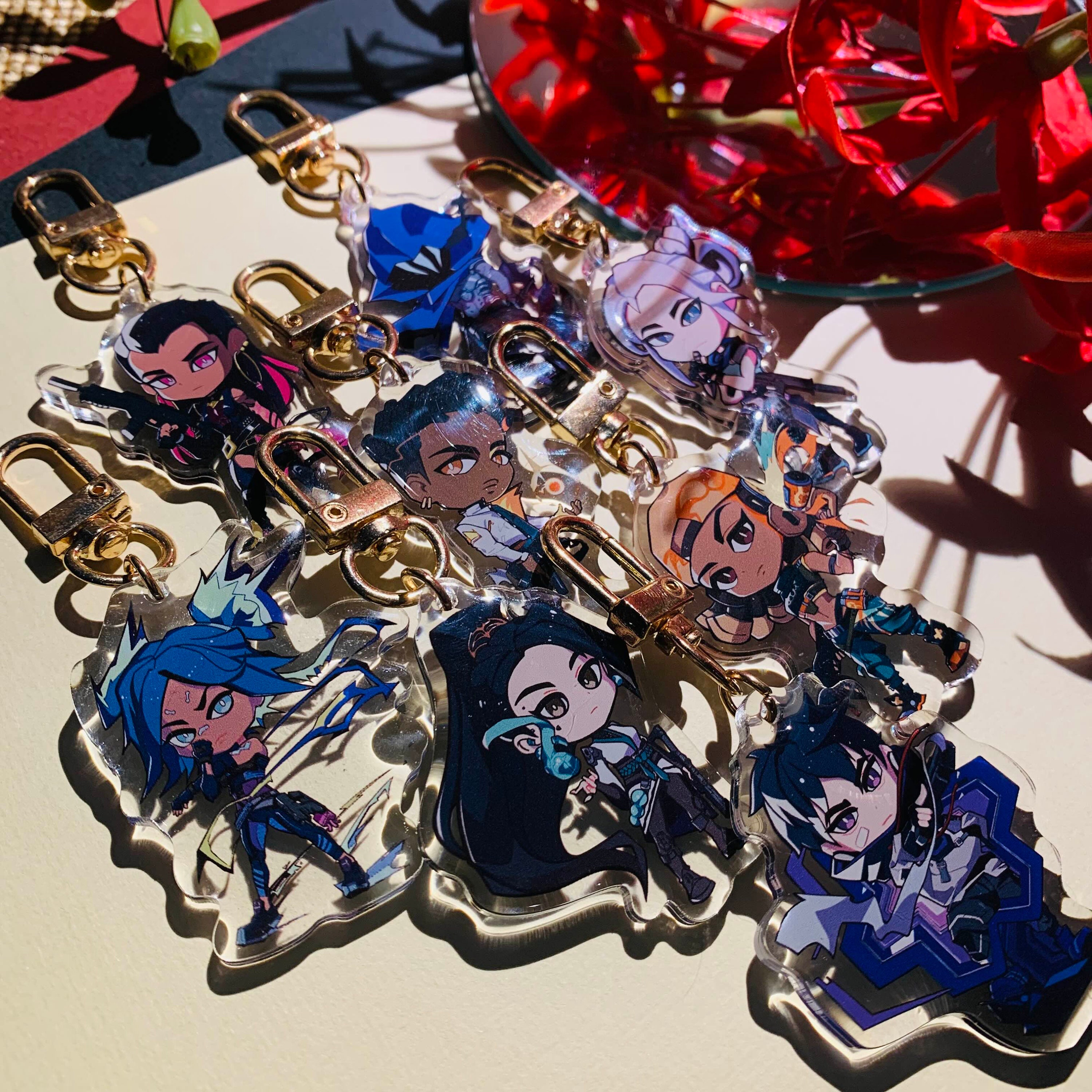 Valorant Clear Acrylic Epoxy Keycharms, Cute Chibi Agents Keychains ...
