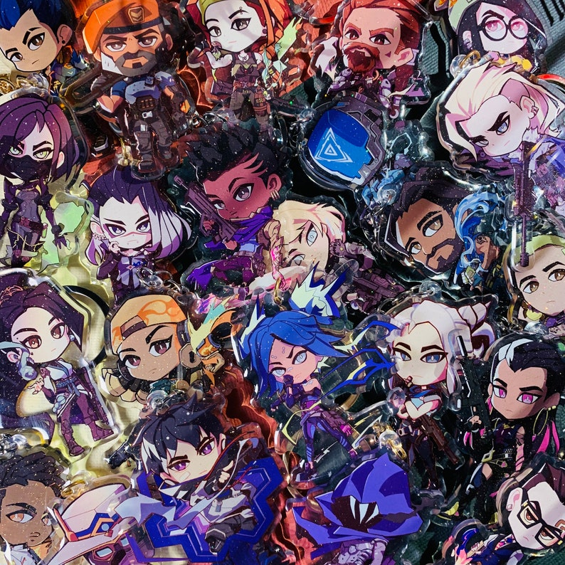 Valorant Clear Acrylic Epoxy Keycharms, Cute Chibi Agents Keychains ...