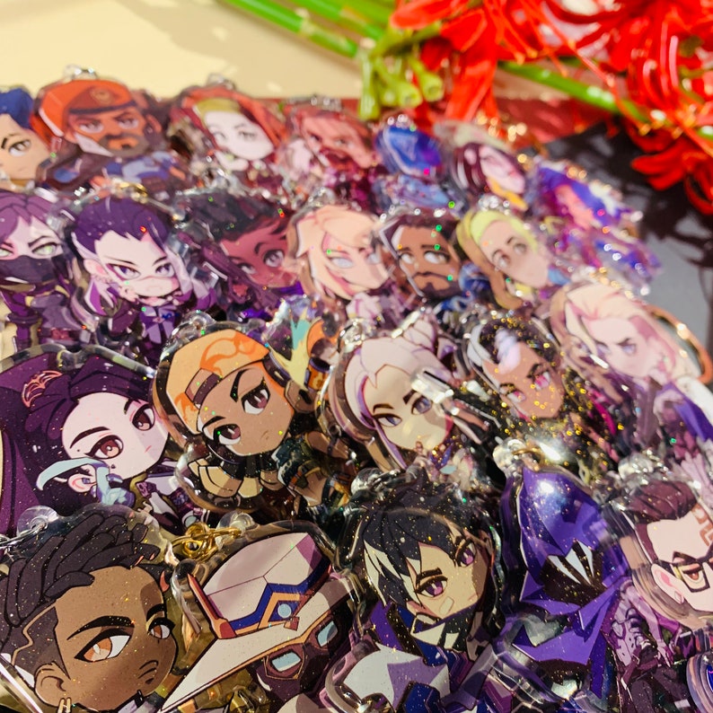 Valorant Clear Acrylic Epoxy Keycharms, Cute Chibi Agents Keychains ...