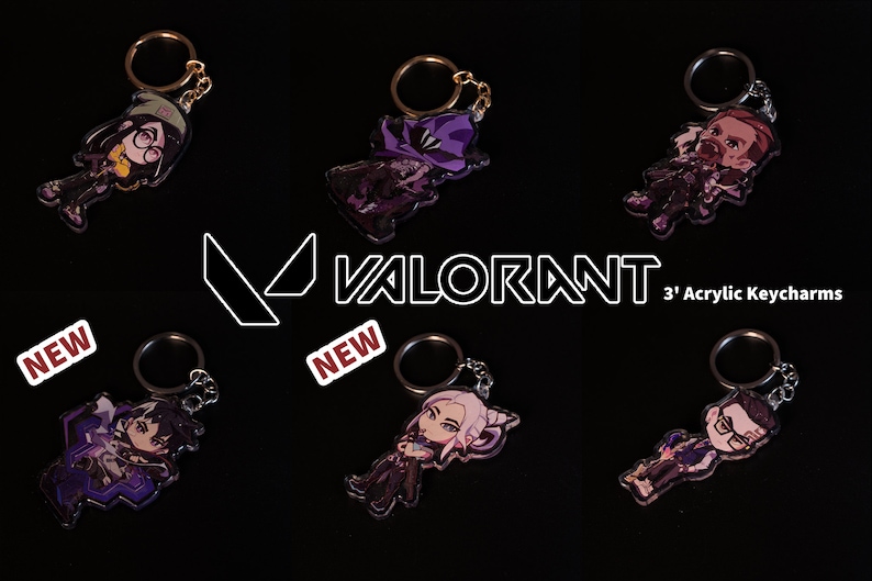 Valorant Clear Acrylic Epoxy Keycharms, Cute Chibi Agents Keychains ...
